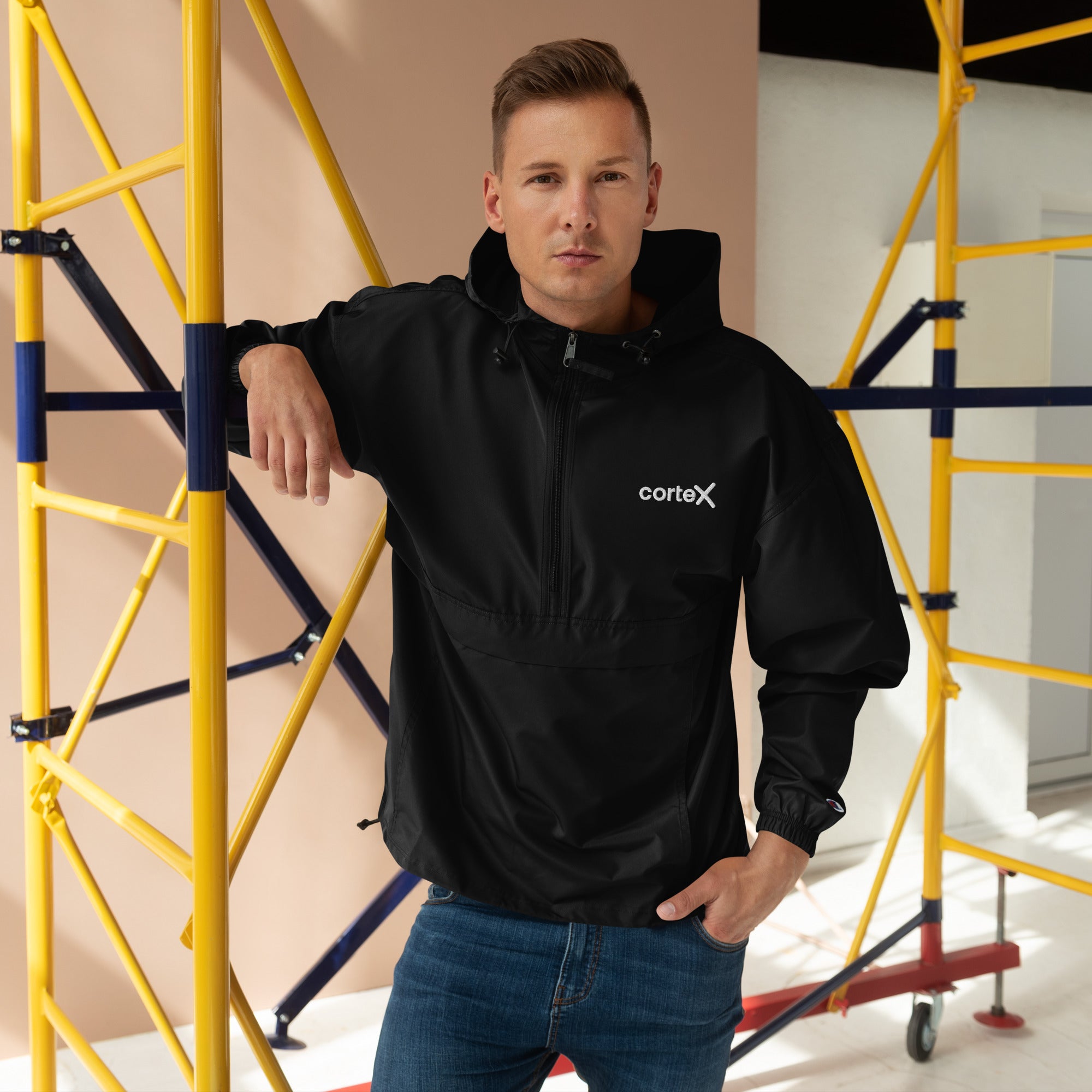 Embroidered Champion Packable Jacket – Cortex Swag Store